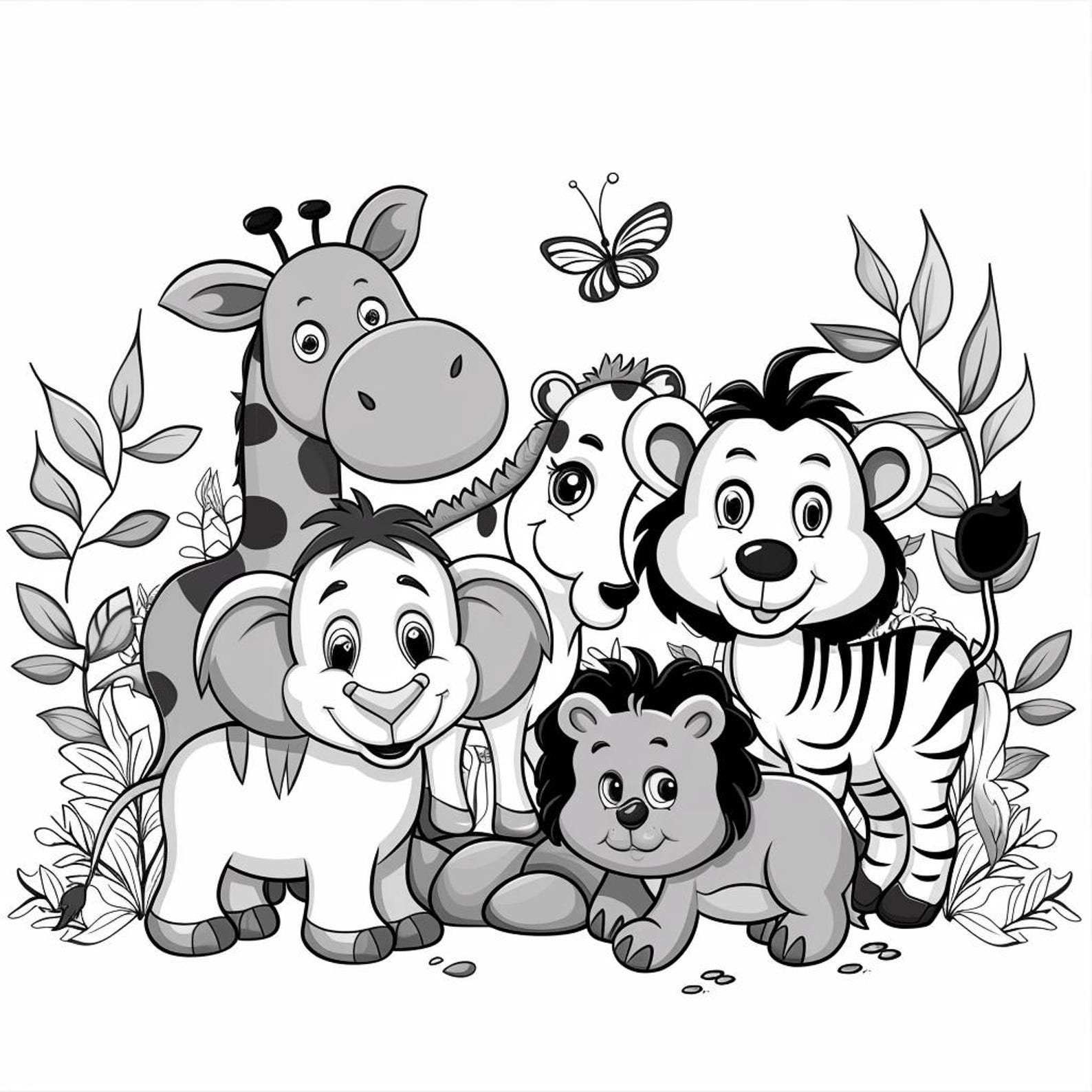 Animal Circus Group Cartoon Black and White Bundle 2 32 Digital Ai Line ...
