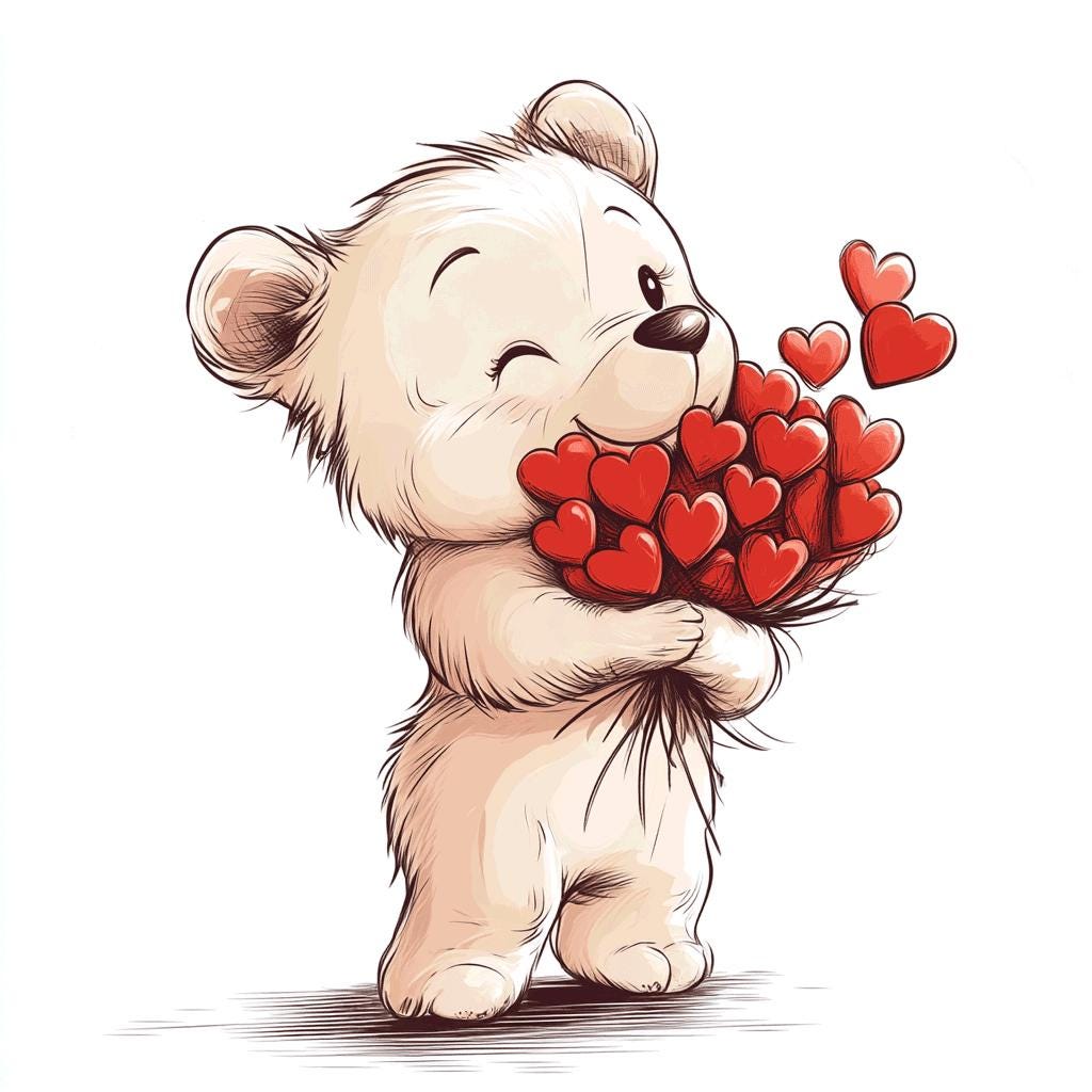 Bear With Heart Bunch Cartoon Bundle 2 32 Digital Ai Line Art PNG-SVG ...