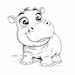 Hippo Cartoon Black and White Line Art Bundle 1 105 Digital Ai Line Art ...