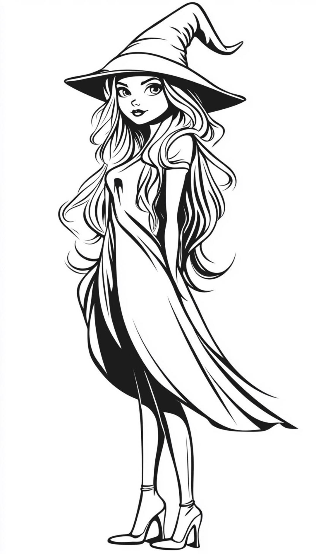 Witch Lovely Cartoon Line Art Illustration Black and White Bundle 2 72 ...