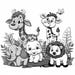 Animal Circus Group Cartoon Black and White Bundle 1 32 Digital Ai Line ...