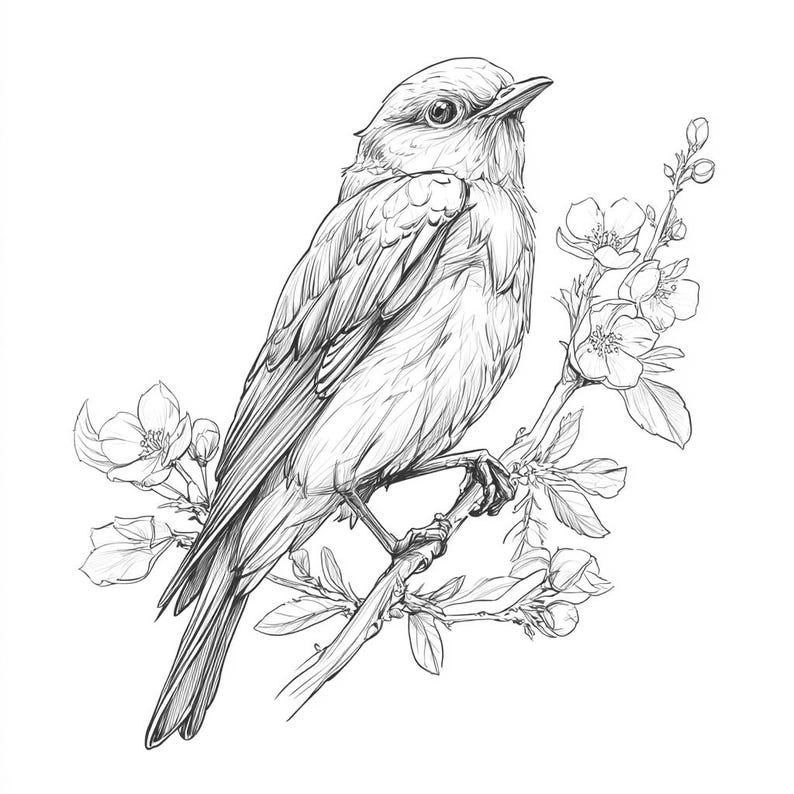 Bluebird Line Art Black and White Bundle 1 28 Digital Ai Line Art PNG ...