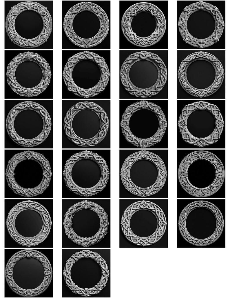 Frame Celtic Bas Relief Greyscale Bundle 2 22 Digital Ai Line Art PNG ...