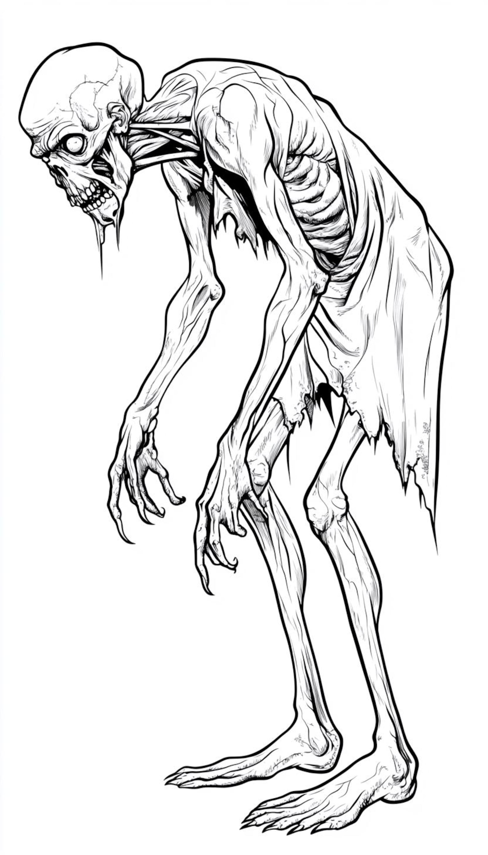 Ghouls Cartoon Line Art Illustration Black and White Bundle 1 48 ...