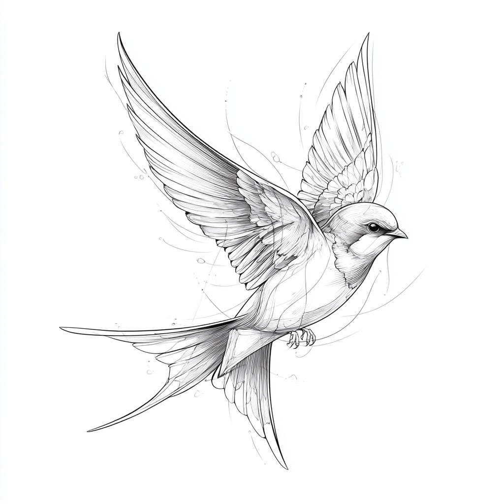 Swallow Line Art Black and White Bundle 1 28 Digital Ai Line Art PNG ...