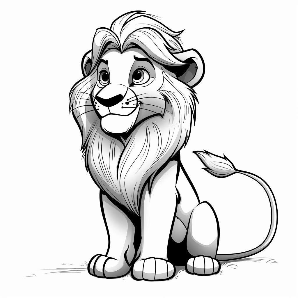 Lion Cartoon Line Art Bundle 2 90 PNG SVG AI Clipart (digital Download ...