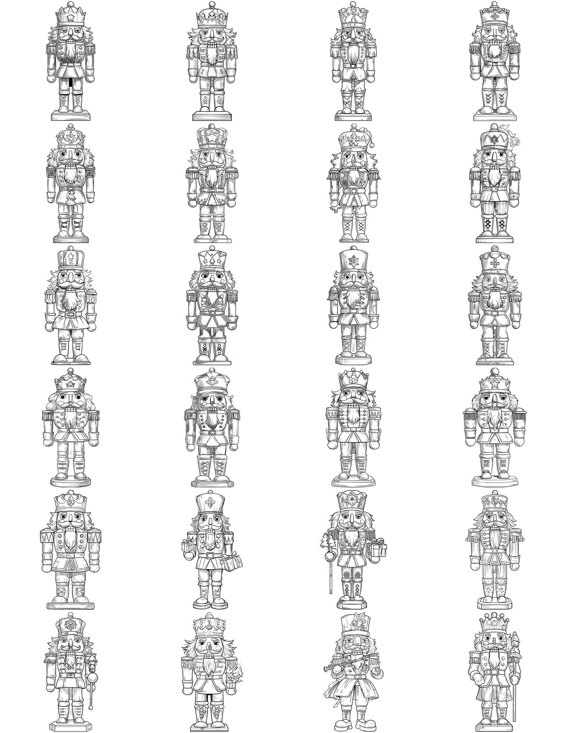 Nutcracker Line Art Illustration Black and White Bundle 4 24 Digital Ai ...