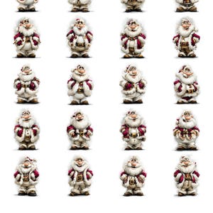 Santa Cartoon Line Art Color Bundle 3 20 Digital Ai Line Art PNG-SVG ...