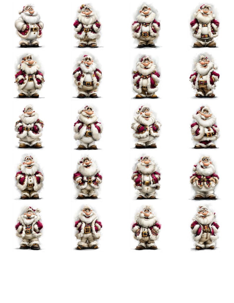 Santa Cartoon Line Art Color Bundle 3 20 Digital Ai Line Art PNG-SVG ...