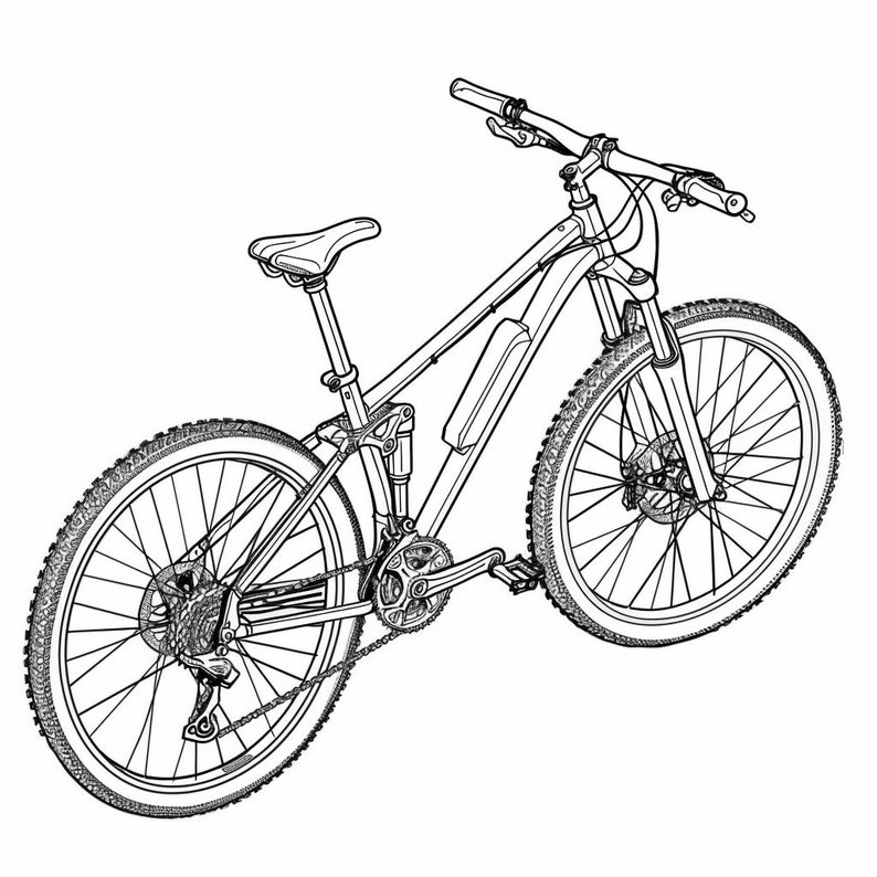 Mountain Bike Line Art Bundle 3: 48 Black and White High-resolution Ai ...