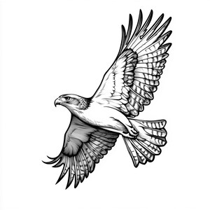 Hawk Redtail Line Art Illustration Black and White Bundle 1 38 Digital ...