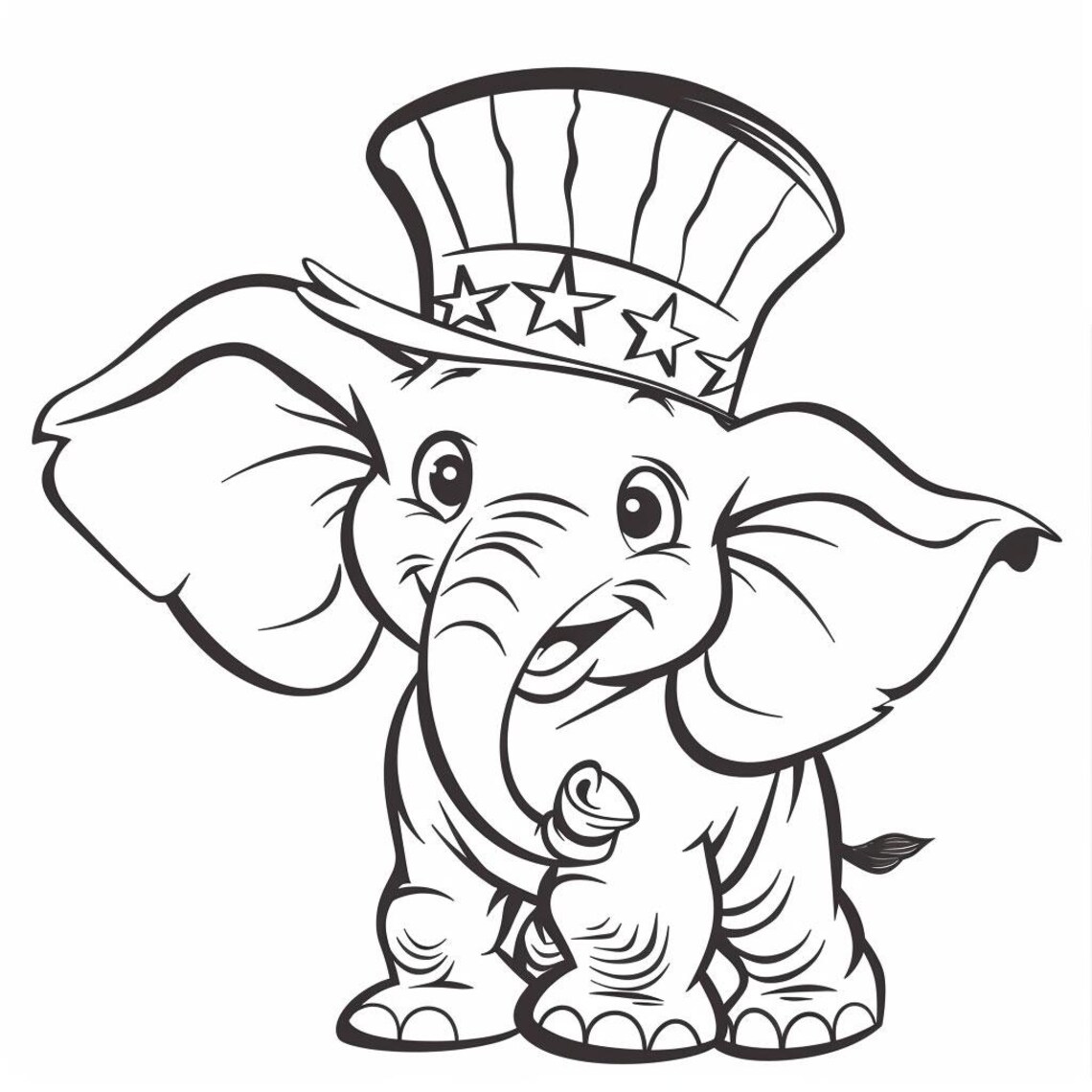 Elephant 4th of July Cartoon Bundle 2 60 Digital Line Ai Art PNG SVG ...