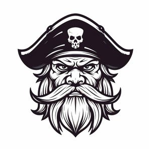 Pirate Head Line Art Black and White Bundle 3 36 Digital Ai Line Art ...