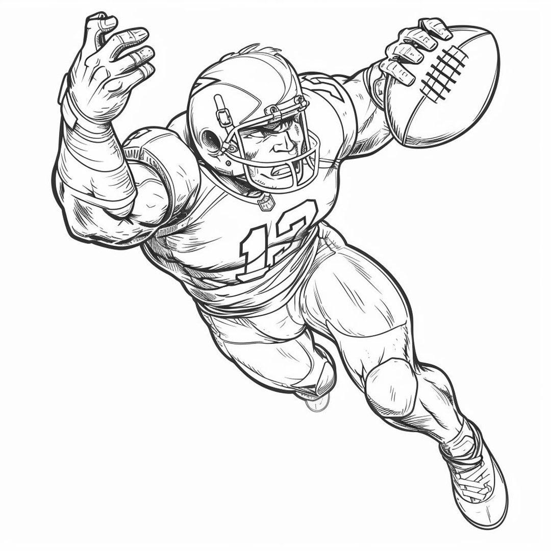 Football Character Cartoon Line Art Black and White Bundle 3 72 Digital ...