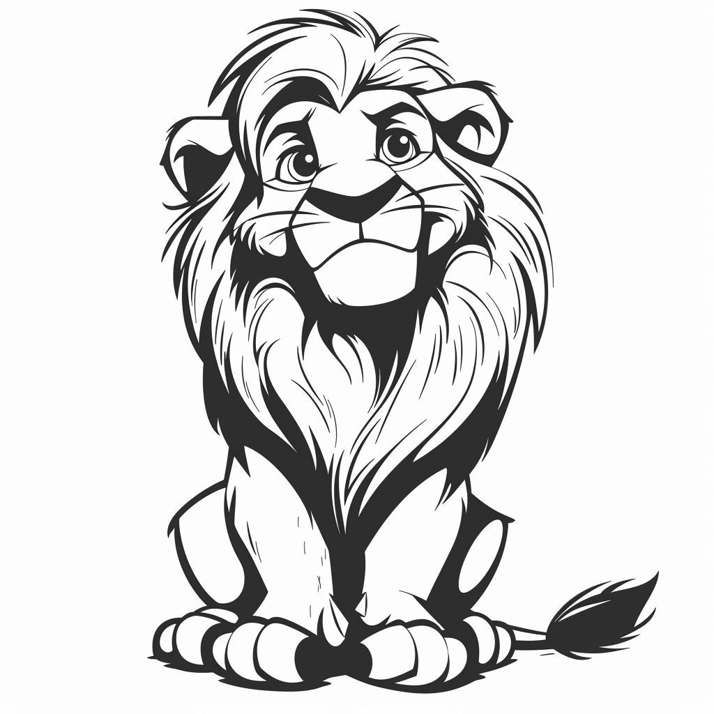 Lion Cartoon Line Art Bundle 2 90 PNG SVG AI Clipart (digital Download ...