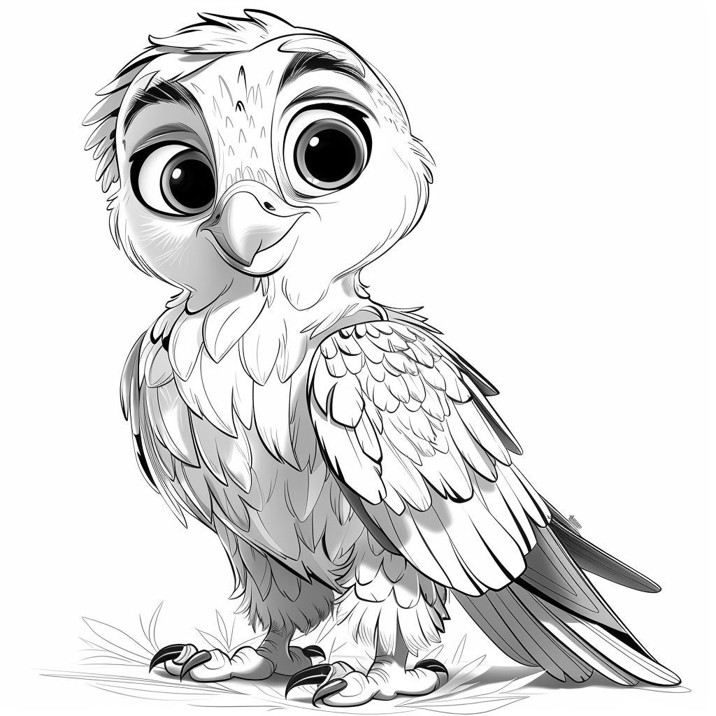 Hawk Cartoon Illustration Black and White Bundle 1 60 Digital Line Ai ...