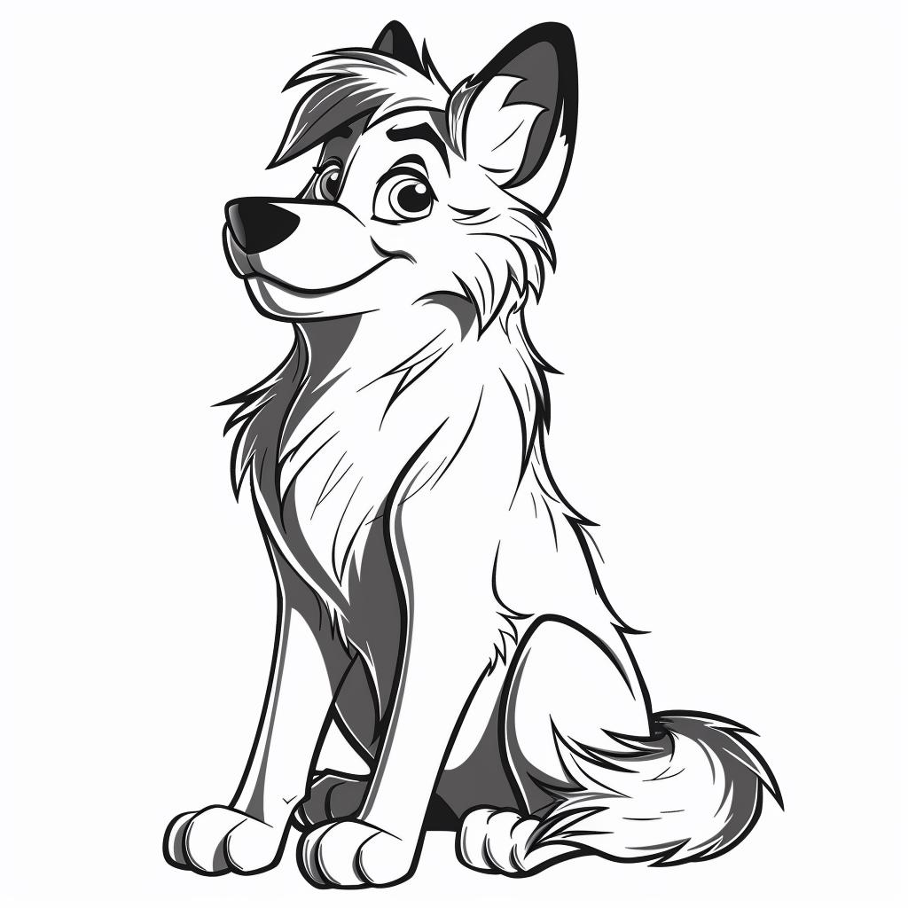 Wolf Cartoon Line Art Black and White Bundle 1 32 Digital Ai Line Art ...