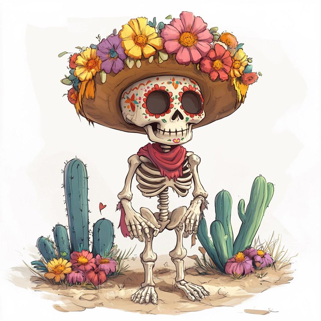 Skeleton Latin American Line Art Color Bundle 1 18 Digital Ai Line Art ...