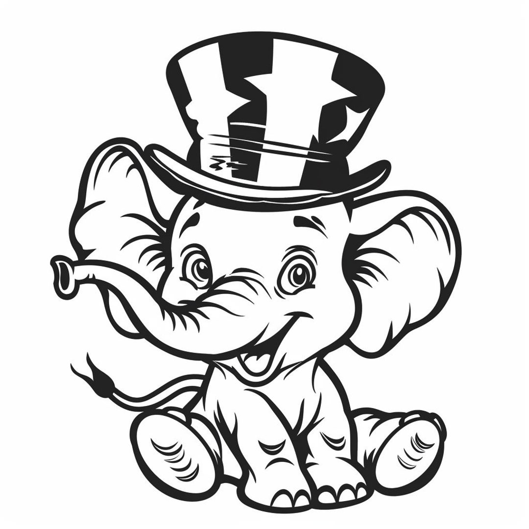 Elephant 4th of July Cartoon Bundle 1 60 Digital Line Ai Art PNG SVG ...