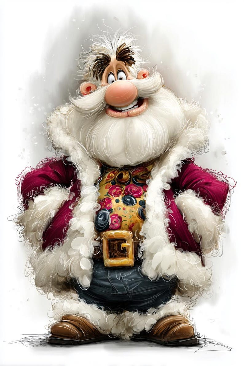 Santa Cartoon Line Art Color Bundle 2 22 Digital Ai Line Art PNG-SVG ...