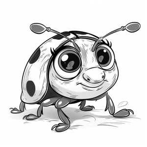 Ladybug Cartoon Black and White Bundle 1 72 Digital Ai Line Art PNG-SVG ...