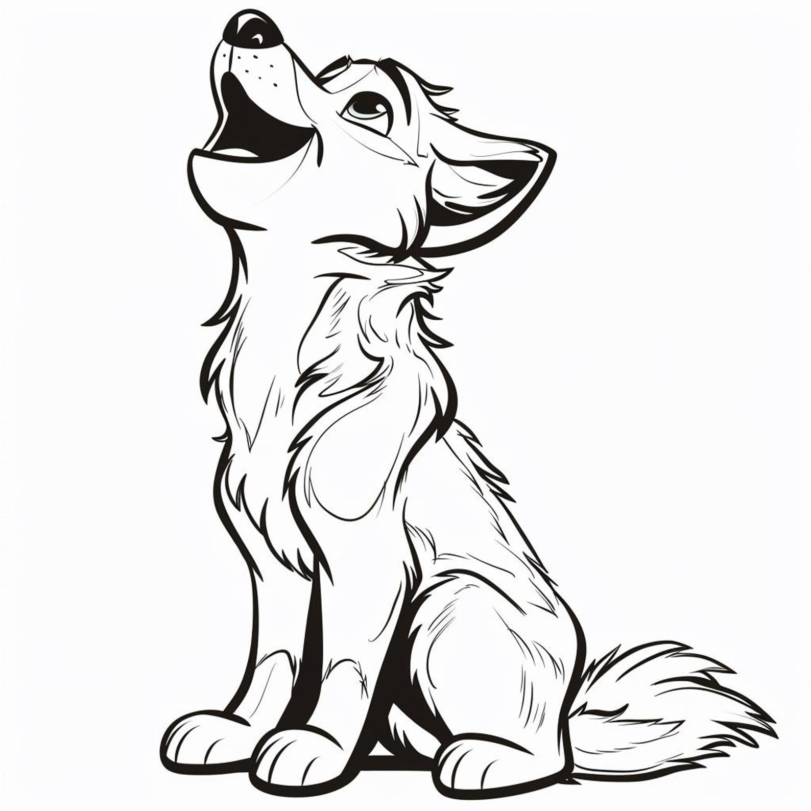 Wolf Cartoon Line Art Black and White Bundle 2 32 Digital Ai Line Art ...