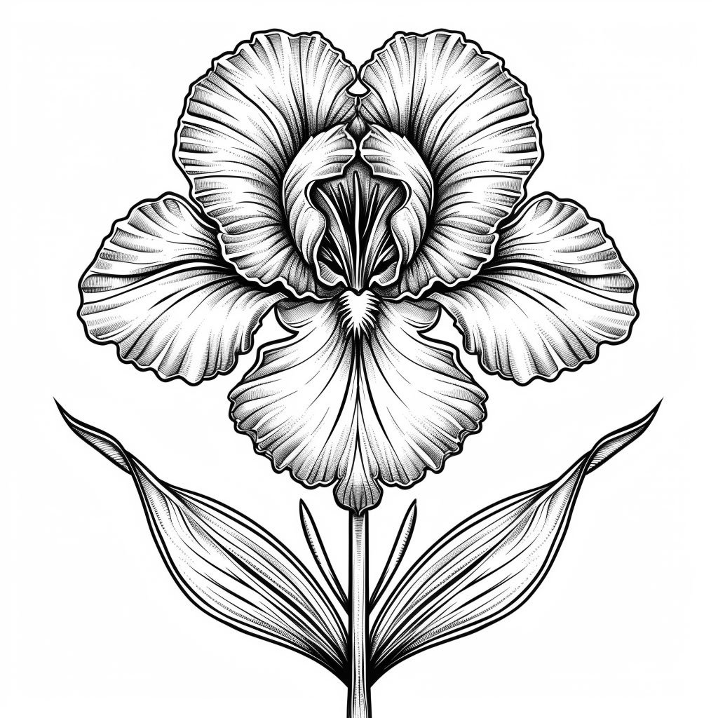 Iris Symmetry Line Art Black and White Bundle 1 96 Digital Line Art Svg ...