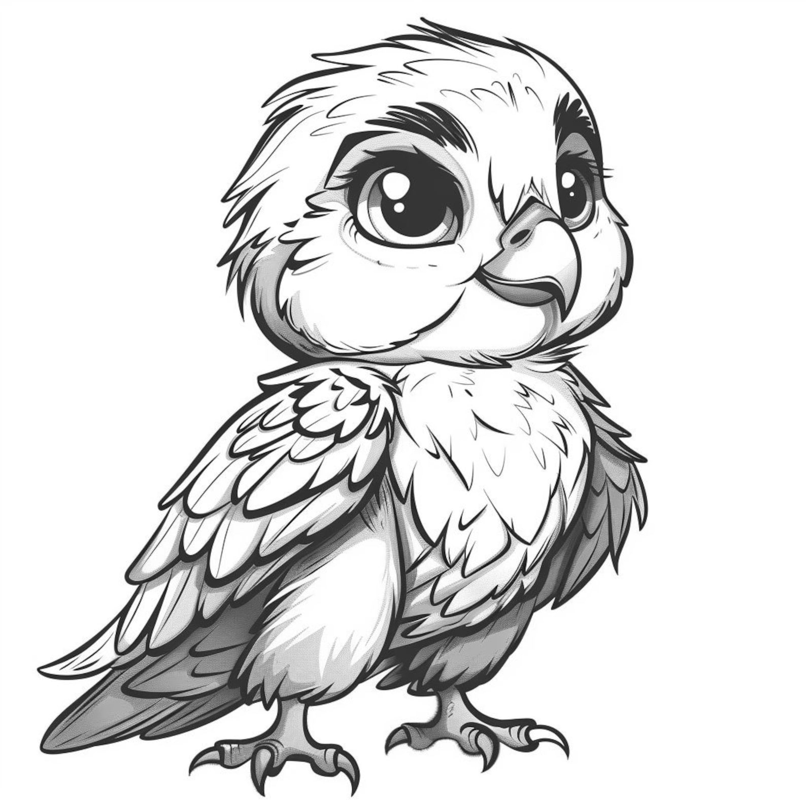 Hawk Cartoon Illustration Black and White Bundle 1 60 Digital Line Ai ...