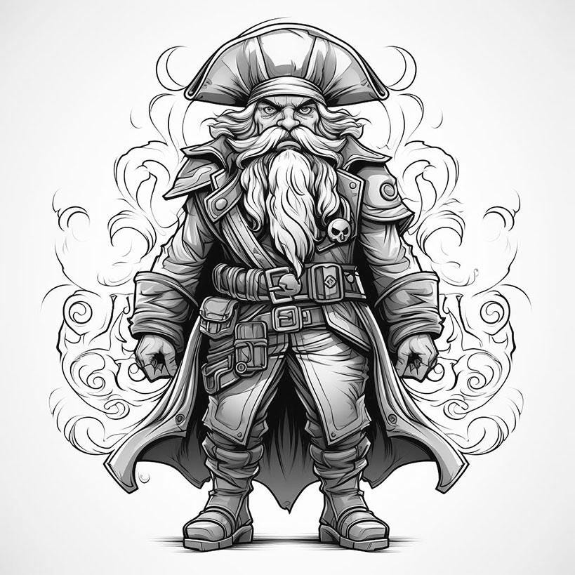 Pirate Full Body Line Art Black and White Bundle 2 65 Digital Ai Line ...