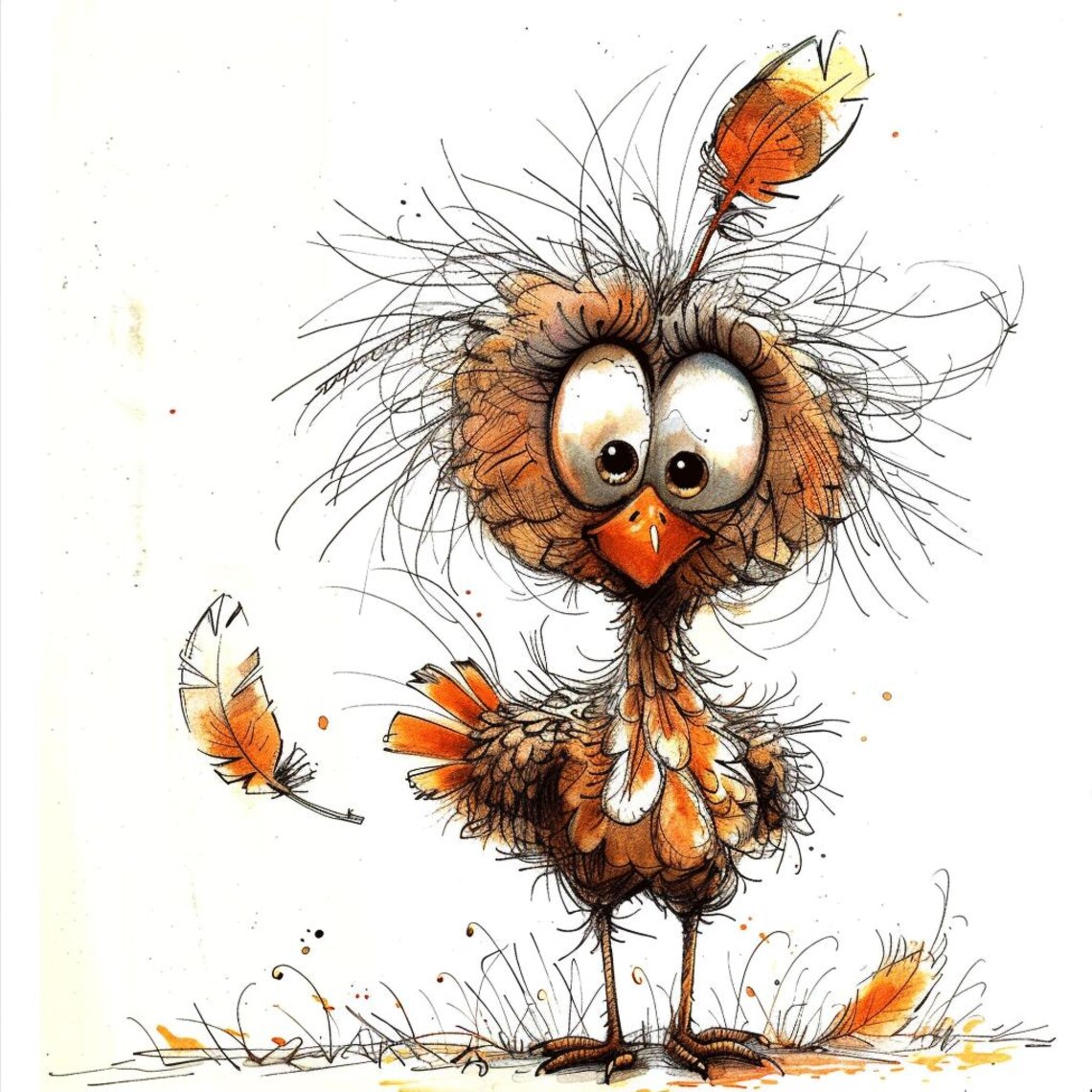 Turkey Crazy Cartoon Line Art Illustration Color Bundle 2 24 Digital Ai ...