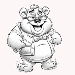 Bear at Work Cartoon Bundle 2 42 Digital Ai Line Art PNG-SVG (digital ...