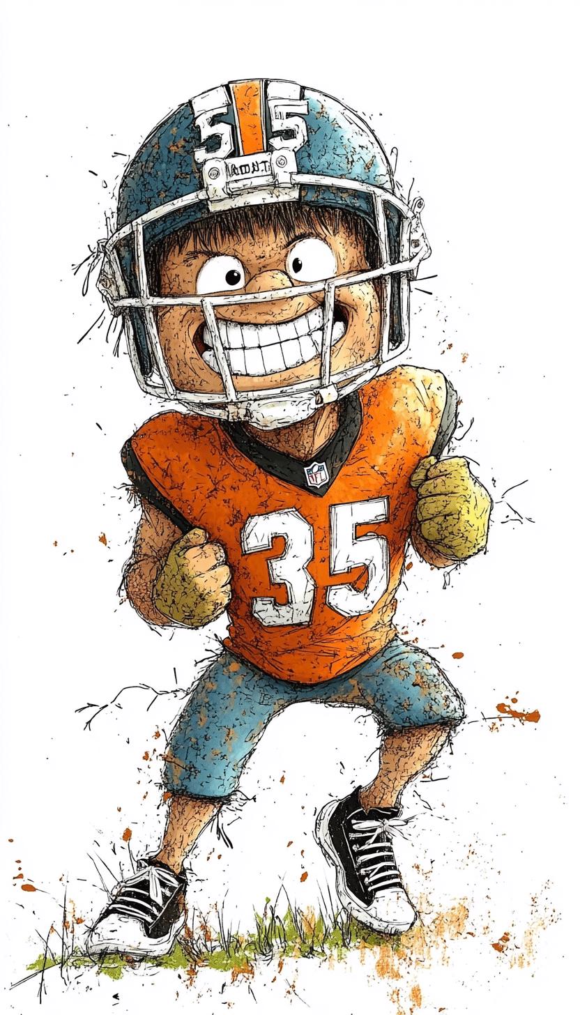 Football Player Kid Cartoon Line Art Illustration Color Bundle 1 48 ...