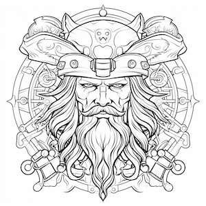 Pirate Head Line Art Black and White Bundle 1 42 Digital Ai Line Art ...