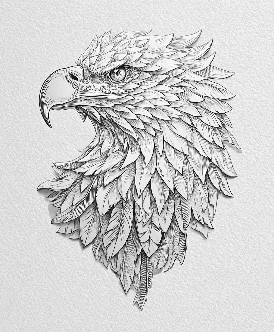 Eagle Bald Head Bas Relief Line Art Illustration Greyscale Bundle 2 24 ...