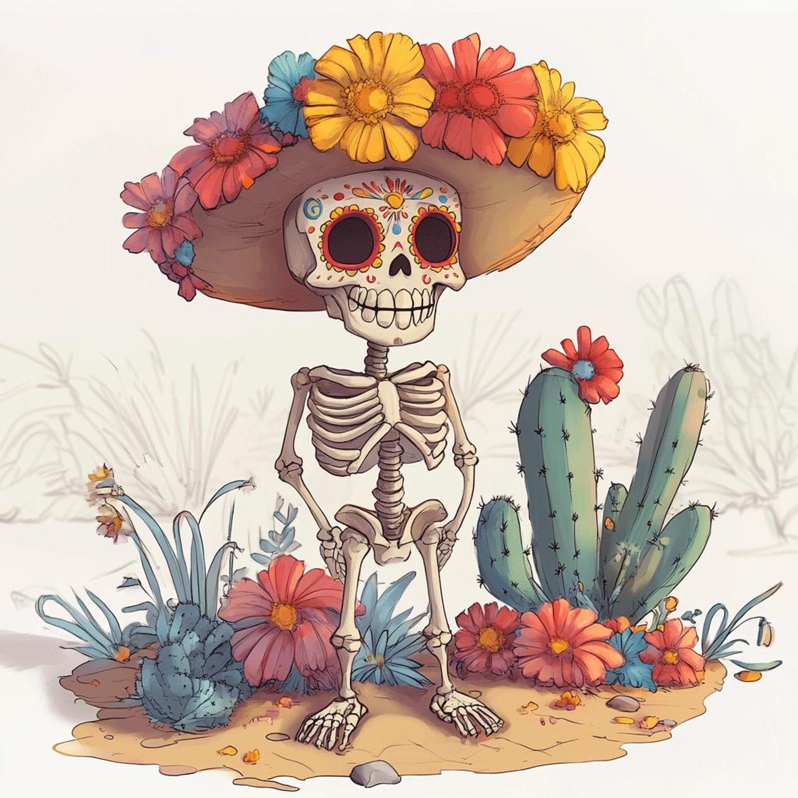 Skeleton Latin American Line Art Color Bundle 2 18 Digital Ai Line Art ...