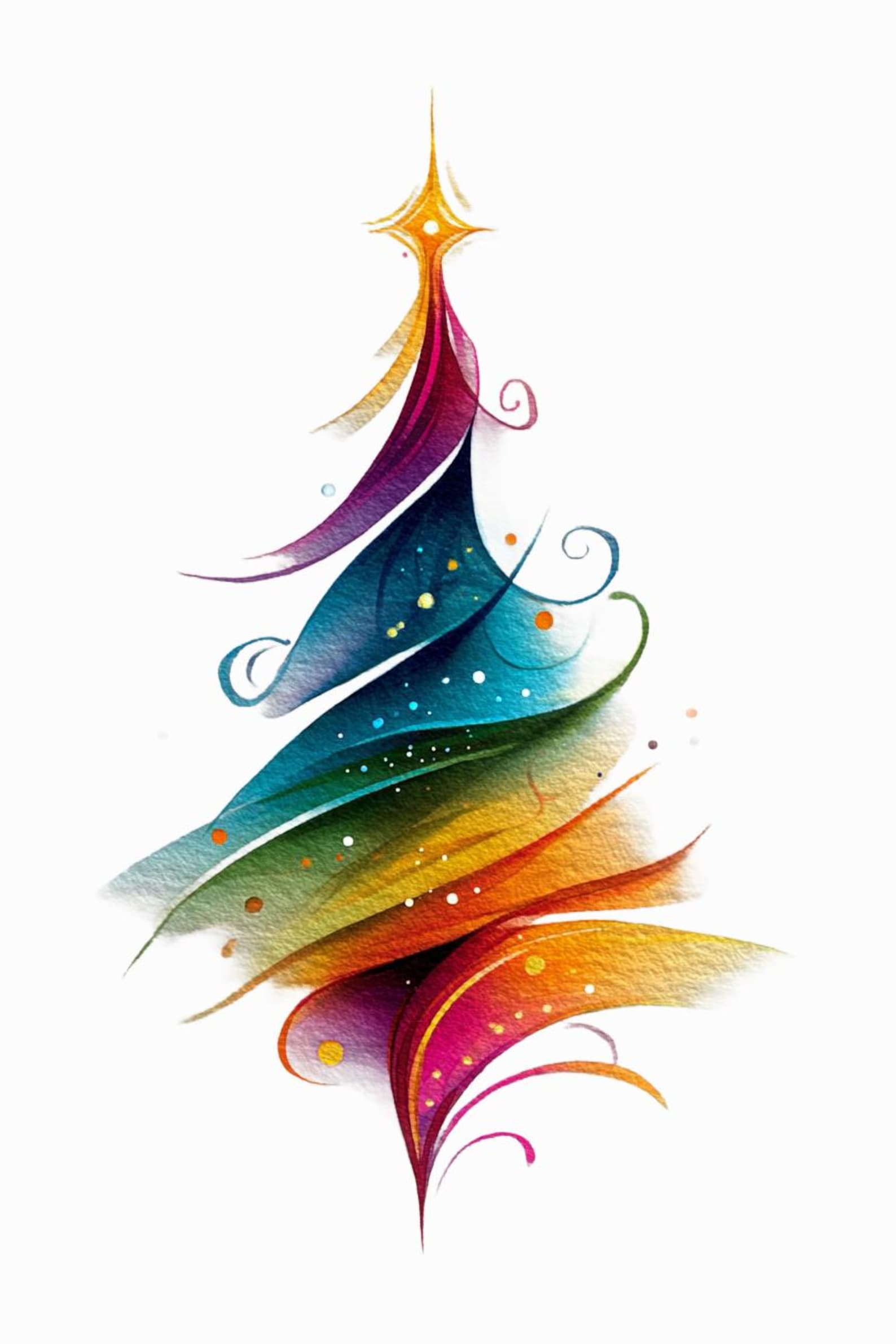 Christmas Tree Modern Abstract Color Line Art Bundle 6 24 Digital Ai ...
