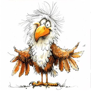 Bald Eagle Crazy Cartoon Color Bundle 4 14 Digital Ai Line Art PNG-SVG ...