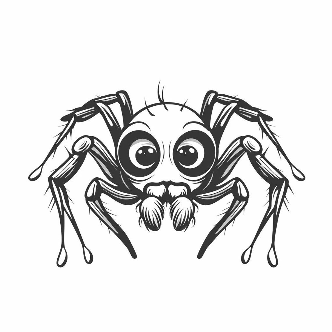 Spider Cartoons Black and White Bundle 1 48 Digital Line Art Ai Svg-png ...