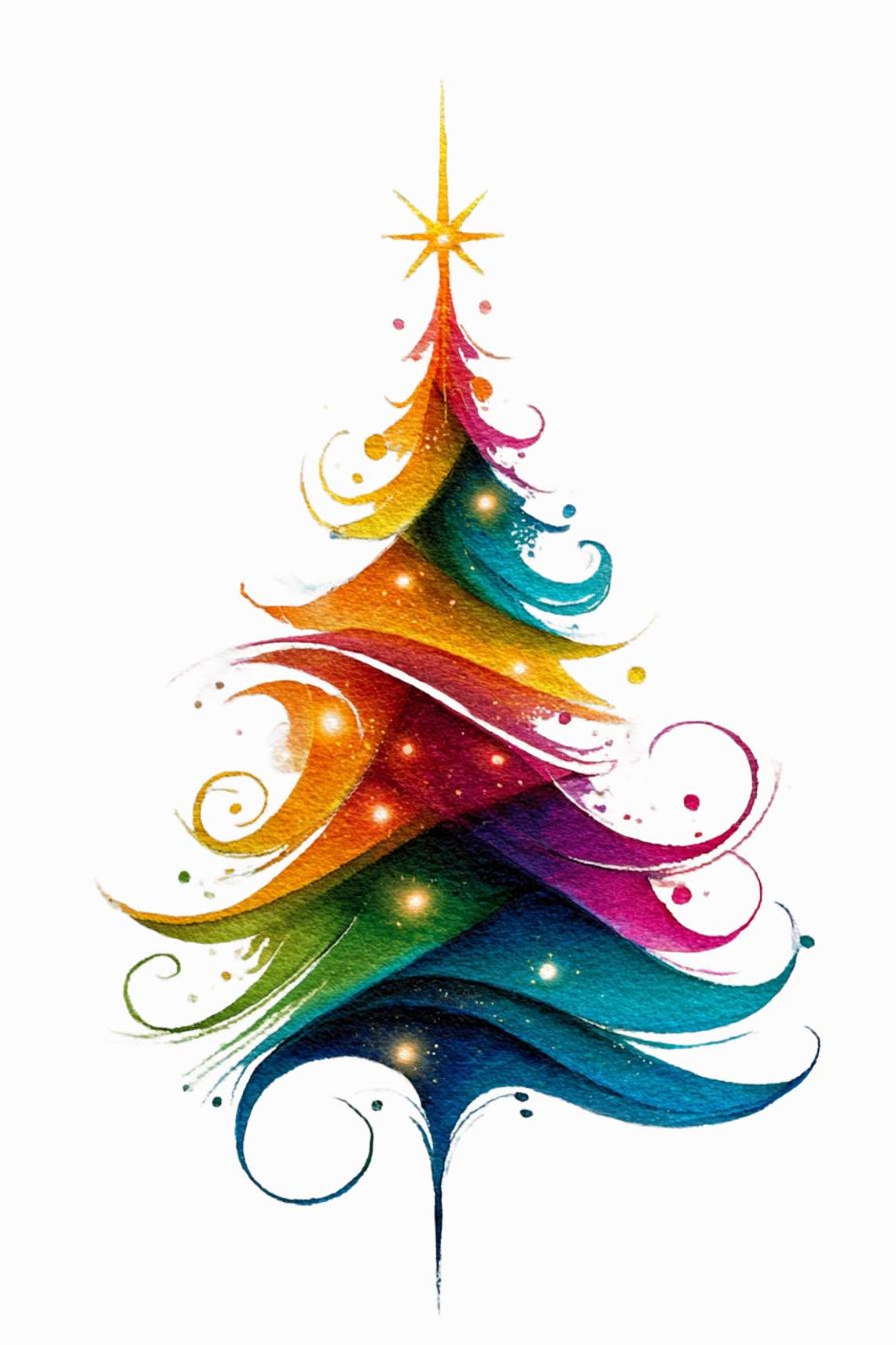 Christmas Tree Modern Abstract Color Line Art Bundle 6 24 Digital Ai ...