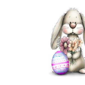 Bunny With Easter Egg Line Art Color Bundle 1 24 Digital Ai Line Art ...