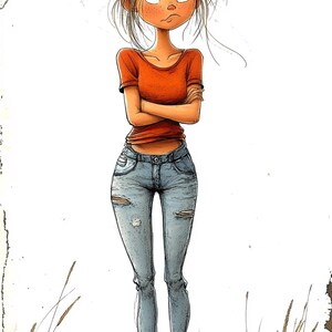 Student Groovy "celia" Cartoon Line Art Illustration Color Bundle 1 42 ...