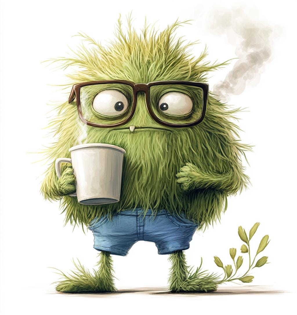 Grass Coffee Monster Cartoon Line Art Color Bundle1 22 Digital Line Art ...