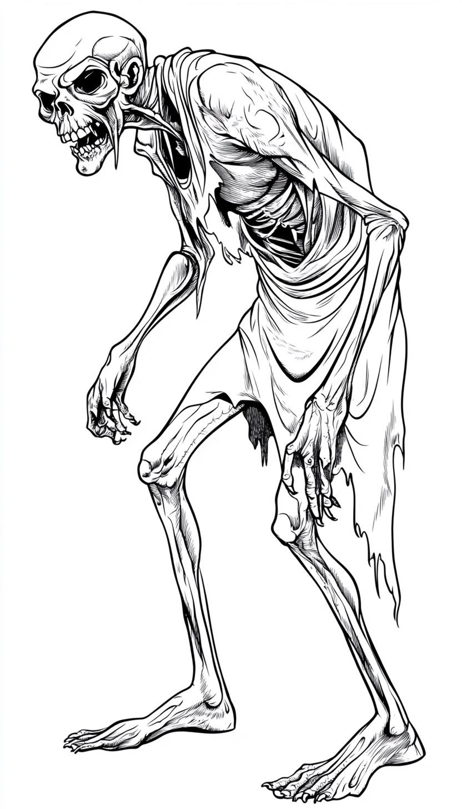 Ghouls Cartoon Line Art Illustration Black and White Bundle 1 48 ...