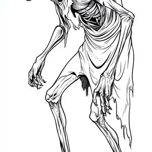 Ghouls Cartoon Line Art Illustration Black and White Bundle 1 48 ...