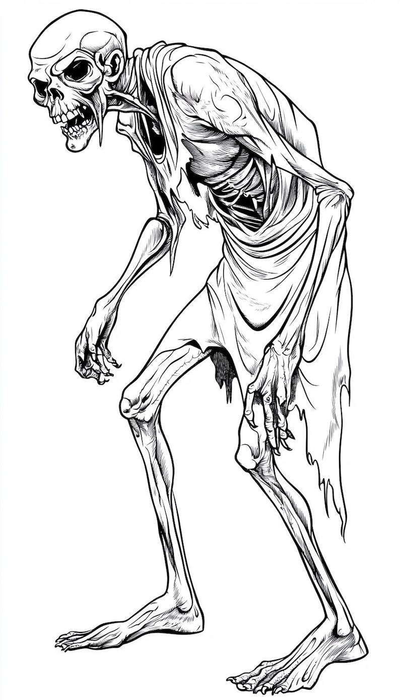 Ghouls Cartoon Line Art Illustration Black and White Bundle 1 48 ...