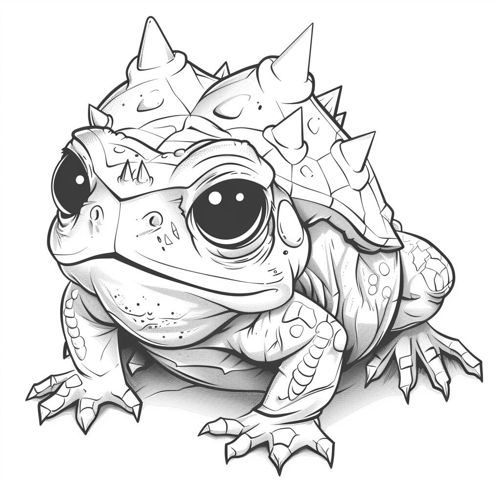 Horned Toad Cartoon Black and White Bundle 2 72 Digital Line Ai Art PNG ...