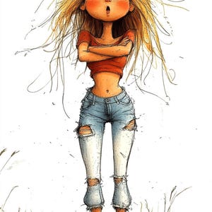 Student Groovy "celia" Cartoon Line Art Illustration Color Bundle 2 24 ...