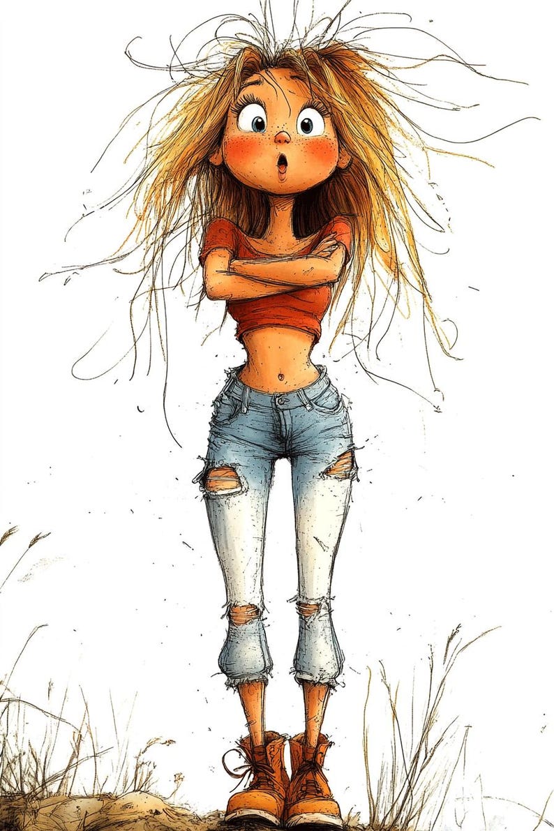 Student Groovy "celia" Cartoon Line Art Illustration Color Bundle 2 24 ...