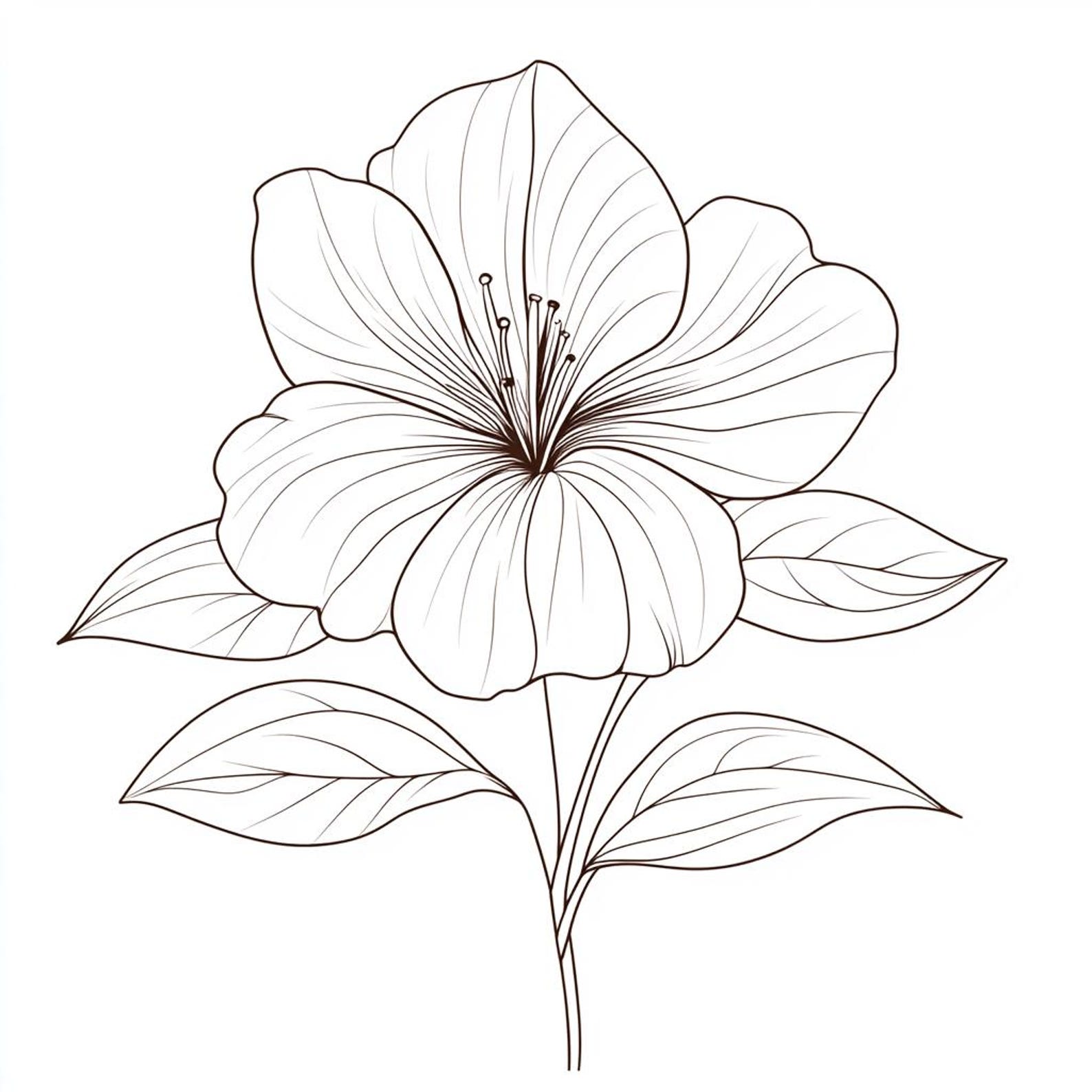 Azalea Blooms Thin Line Black/white Line Art Bundle 1 48 Digital Ai ...