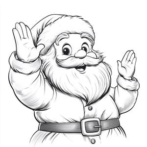 Santa Cartoon Line Art Illustration Black and White Bundle 1 36 Digital ...